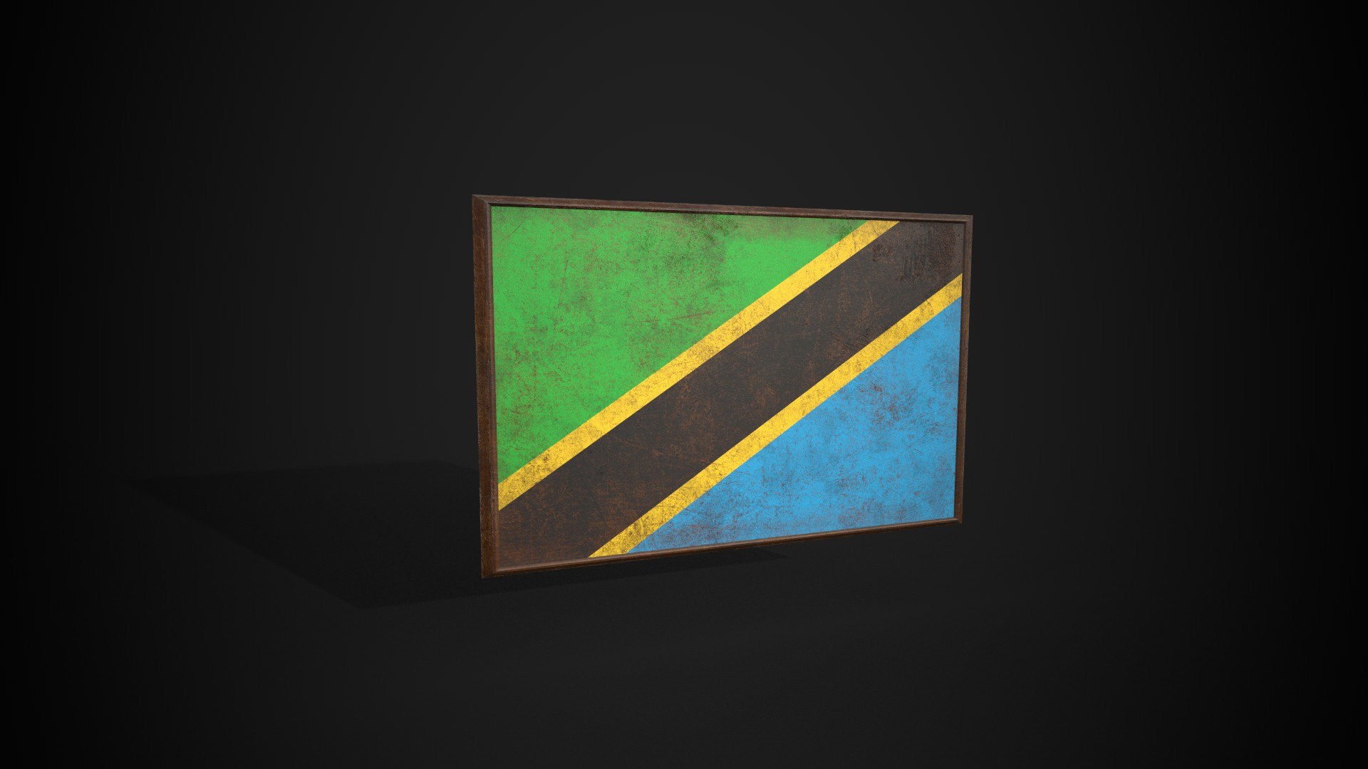 Old Picture Frame With Tanzania Flag - Game Ready PBR Low-poly 3D Model ...