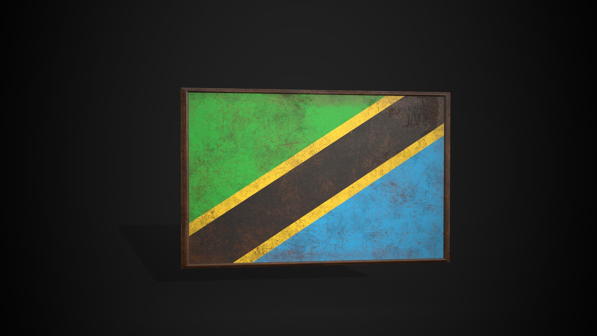 Old Picture Frame With Tanzania Flag - Game Ready PBR Low-poly 3D Model ...