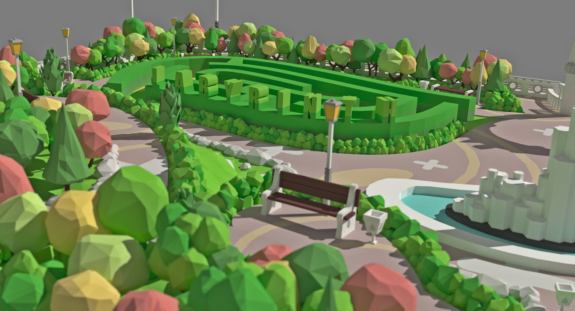 3D park labyrinth model - TurboSquid 1246909