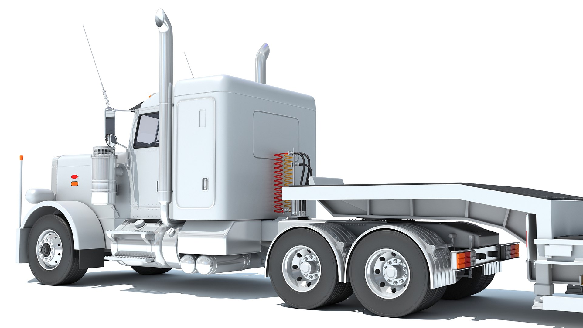 Semi-Truck With Platform Trailer 3D - TurboSquid 2278453