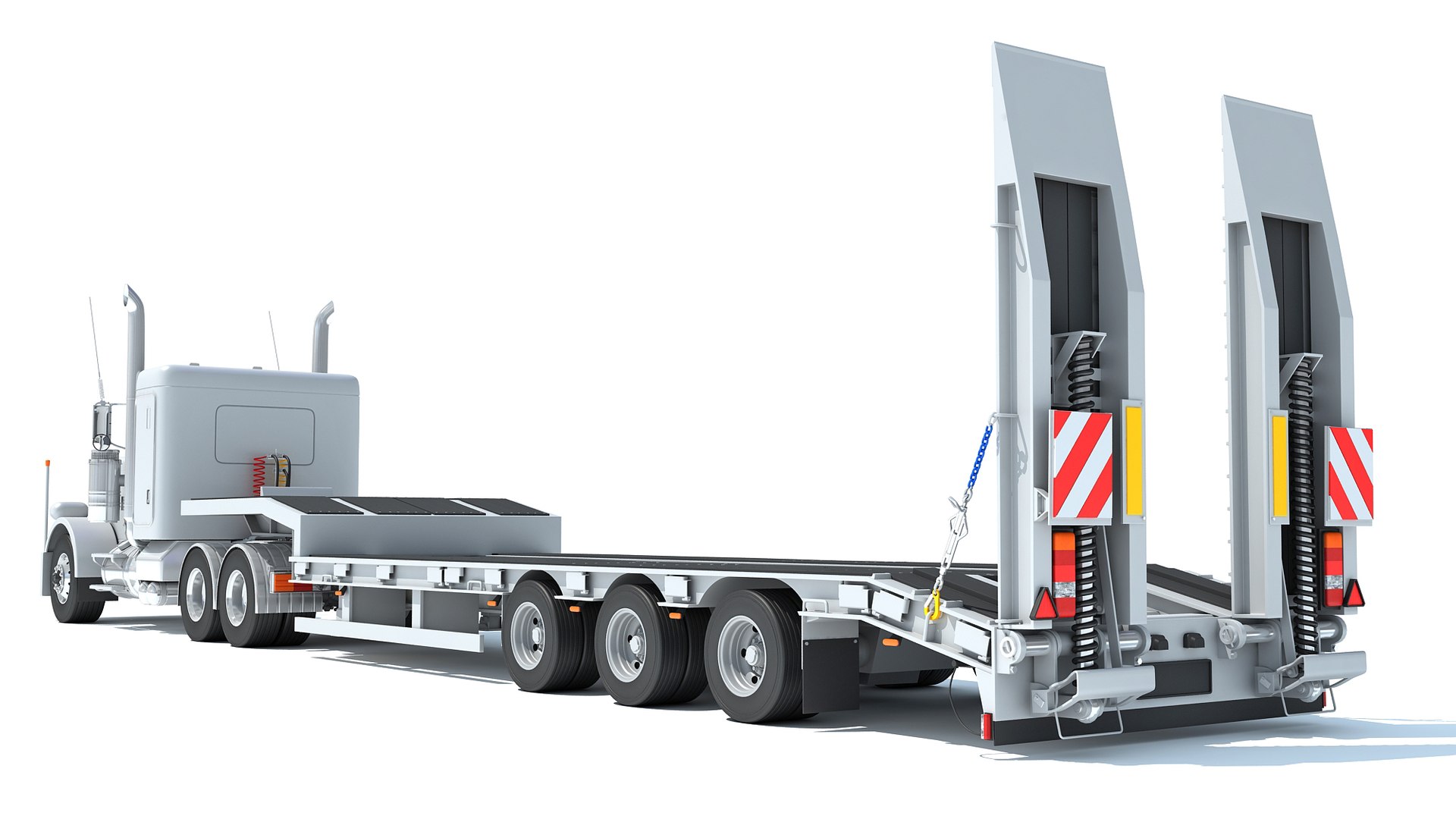 Semi-Truck With Platform Trailer 3D - TurboSquid 2278453