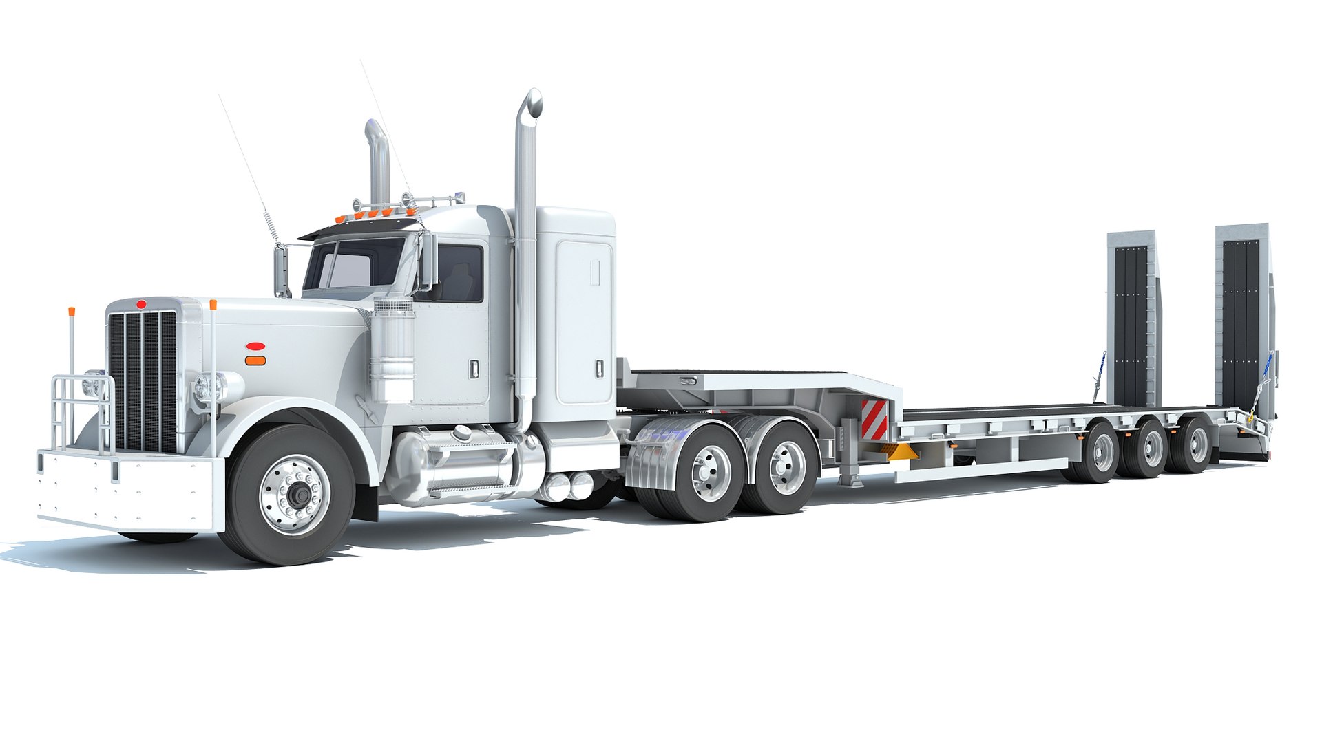 Semi-Truck With Platform Trailer 3D - TurboSquid 2278453