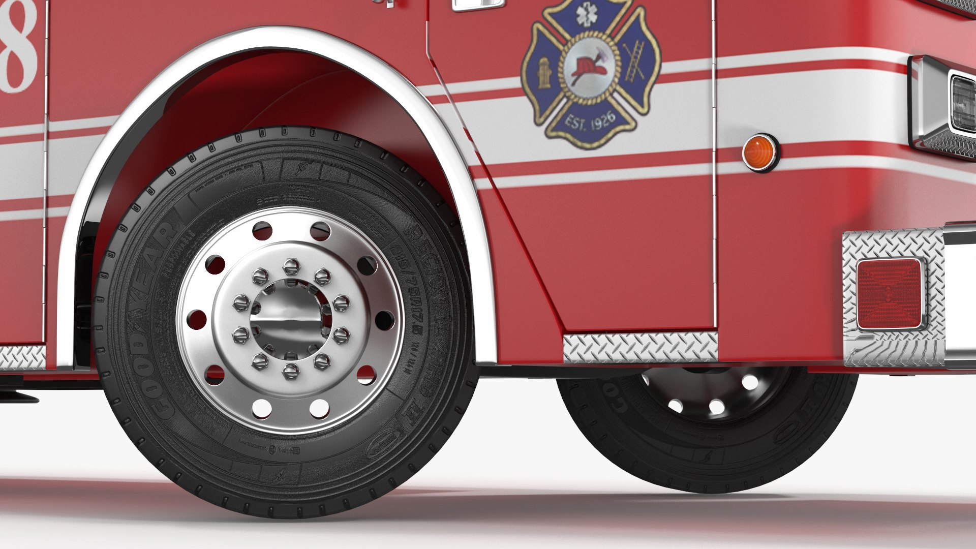 Rear Mount Ladder Fire Truck Rigged model - TurboSquid 2132457
