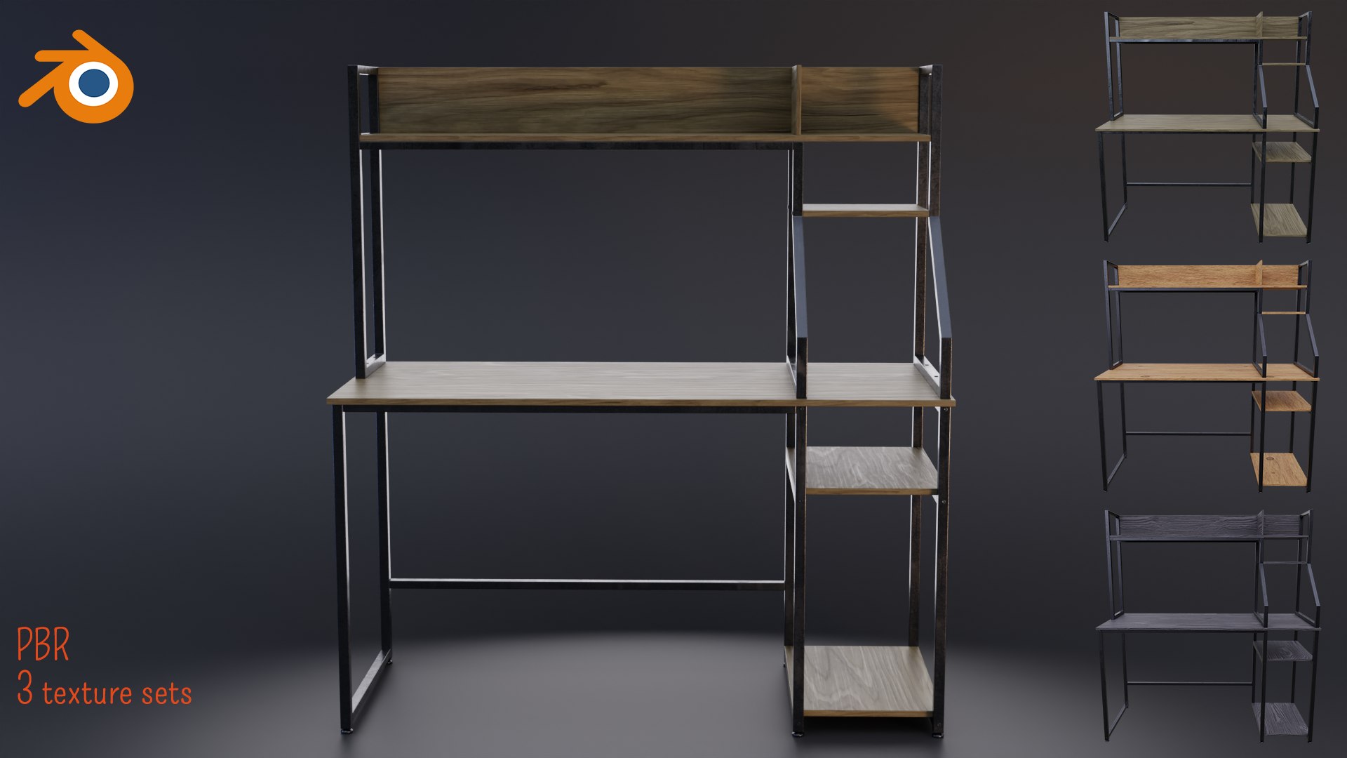 3D Computer Desk With Shelf - TurboSquid 2058505