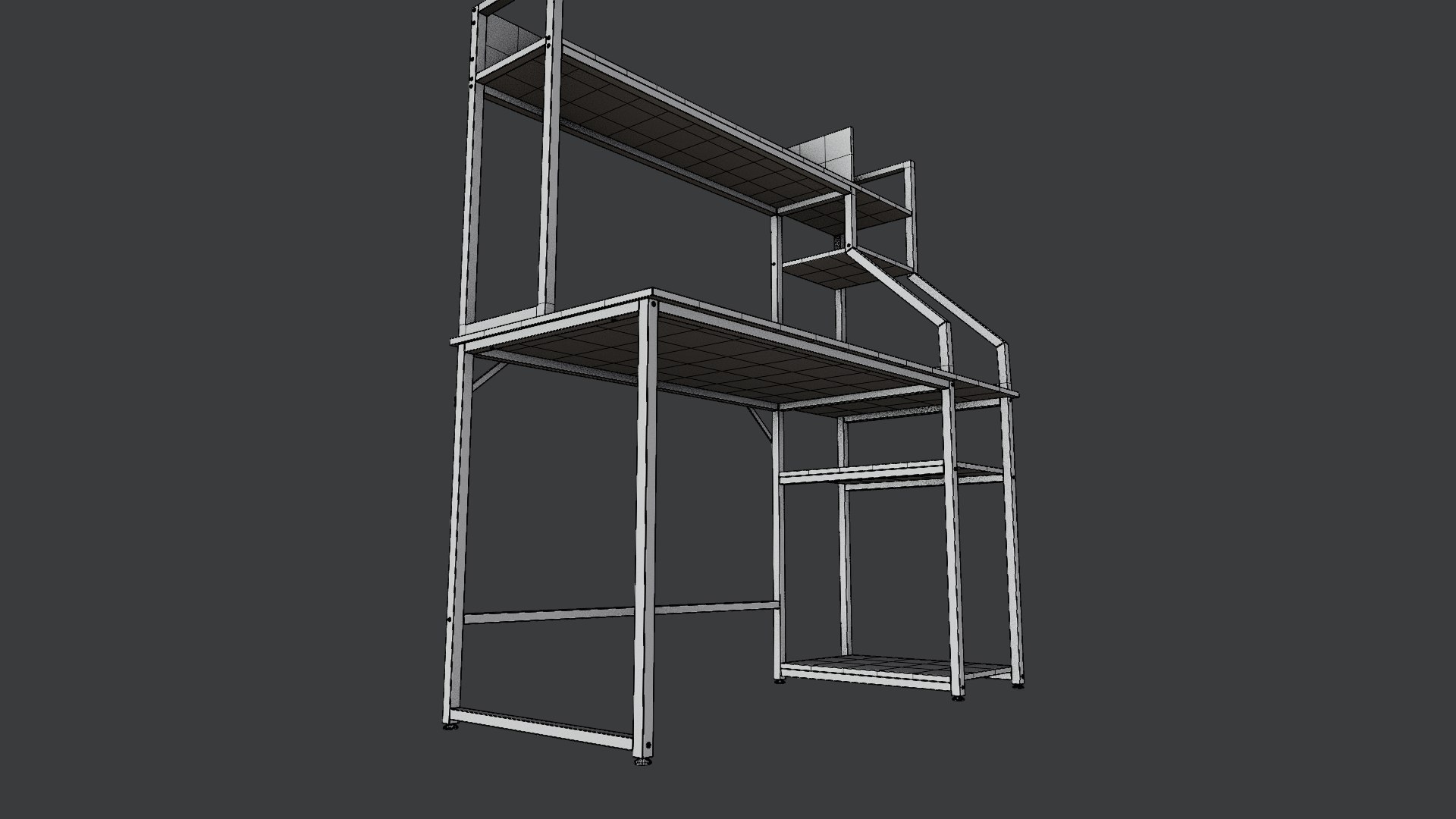 3D Computer Desk With Shelf - TurboSquid 2058505