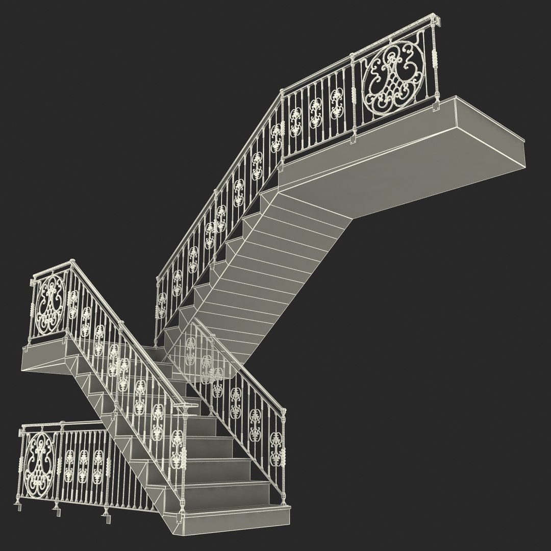 3d model staircase ornate railings