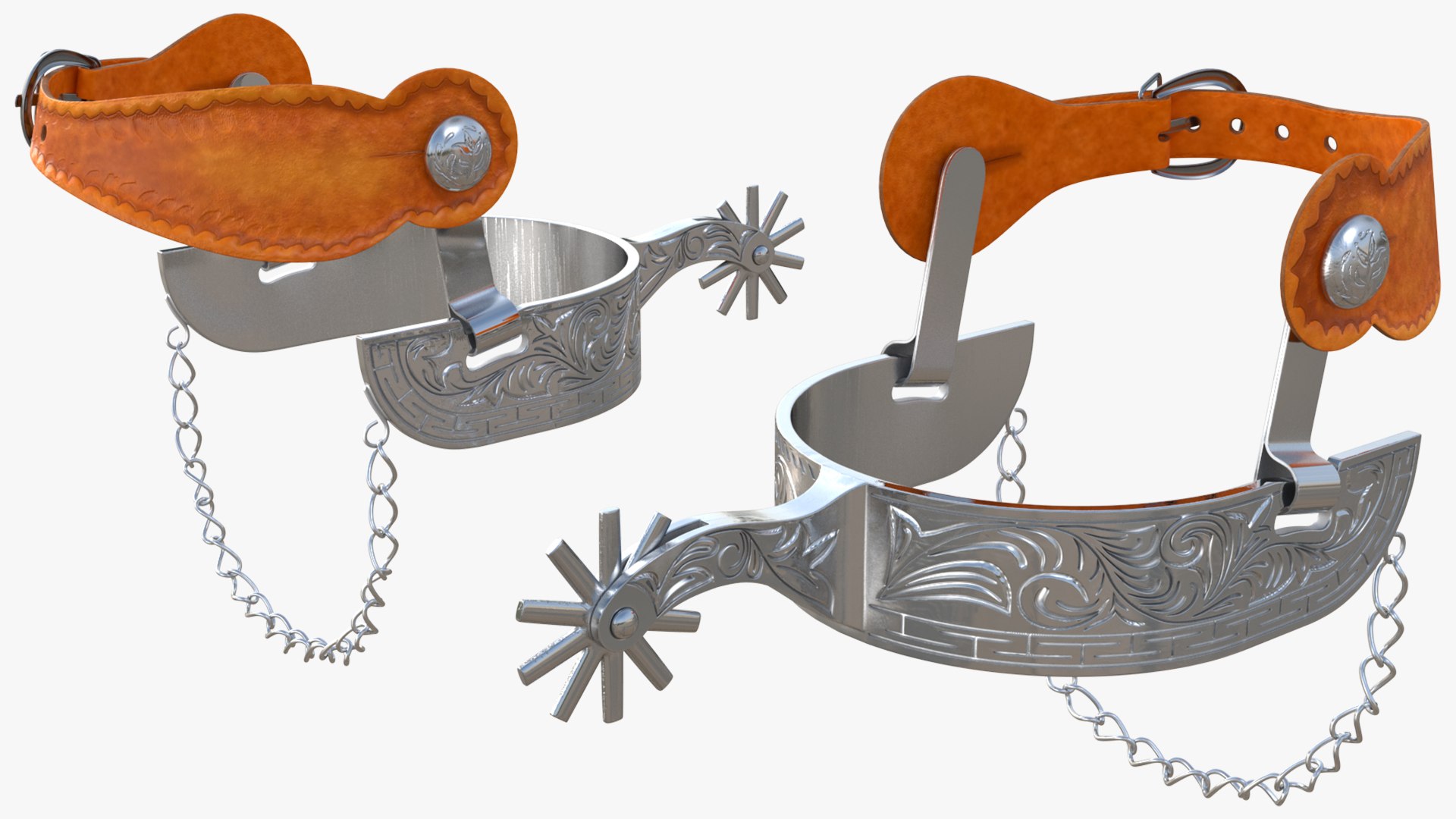 Cowboy Spurs With Belt 3D - TurboSquid 1902175