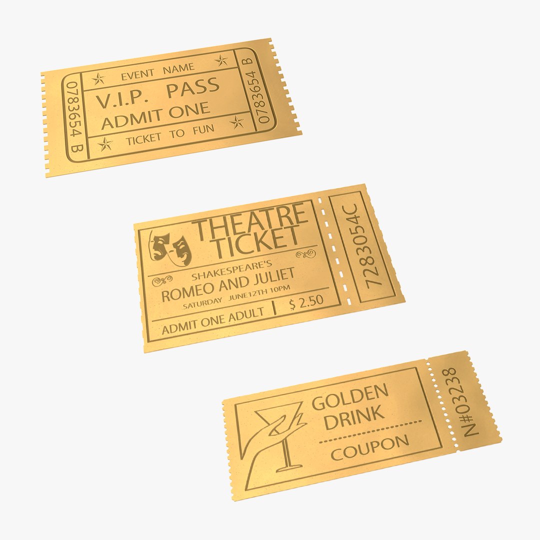 Vintage Event Tickets Collection 2 3D - TurboSquid 2249189