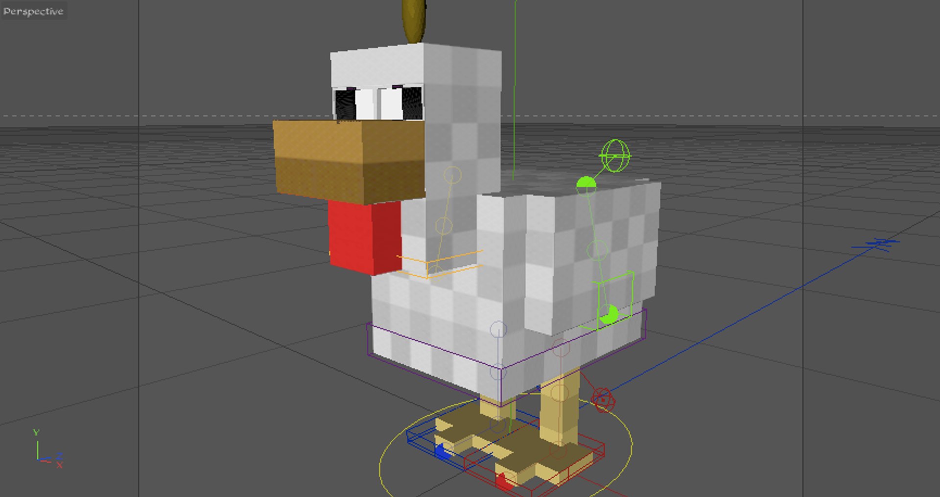 Rig Minecraft Chicken 3d C4d