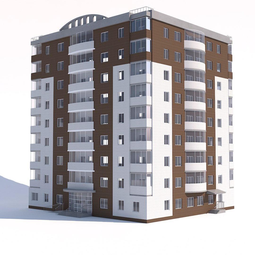 Nine-storey Apartment Building 3D Model - TurboSquid 1233442