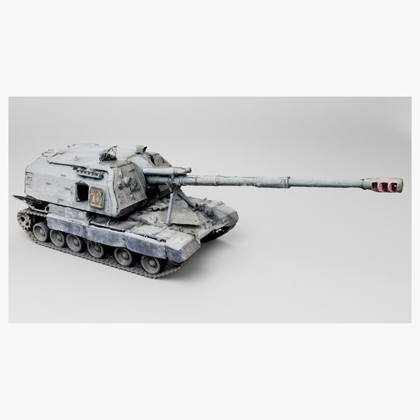 modelo 3d Obús autopropulsado ruso 2S19 Msta de 152 mm destruido por el ...