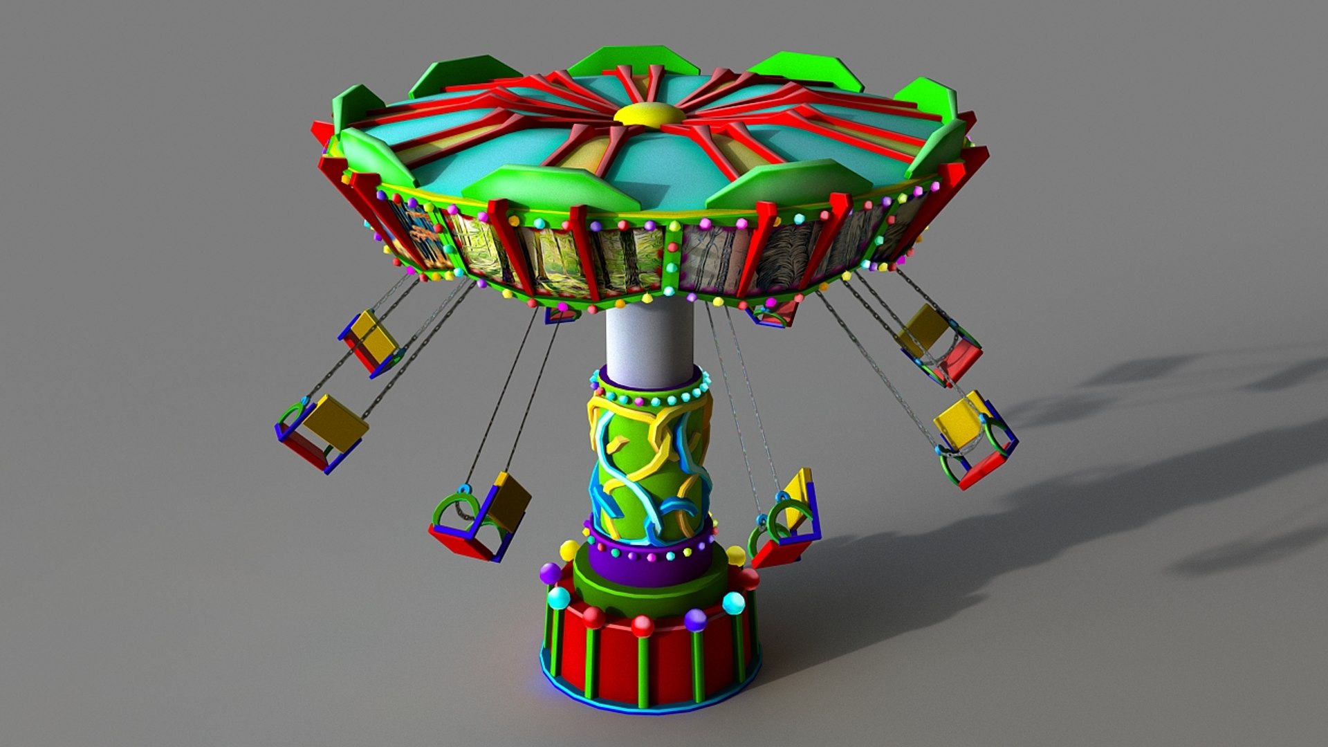 Cartoon swing ride 3D model - TurboSquid 1363903