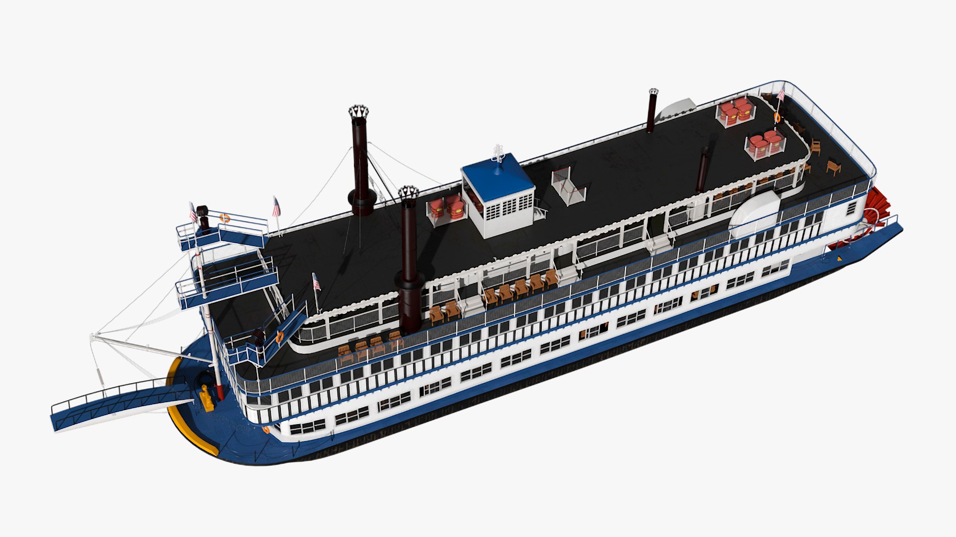 3D Paddle Wheeled Steamboat - TurboSquid 2325290