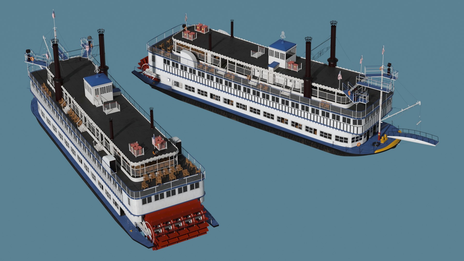 3D Paddle Wheeled Steamboat - TurboSquid 2325290