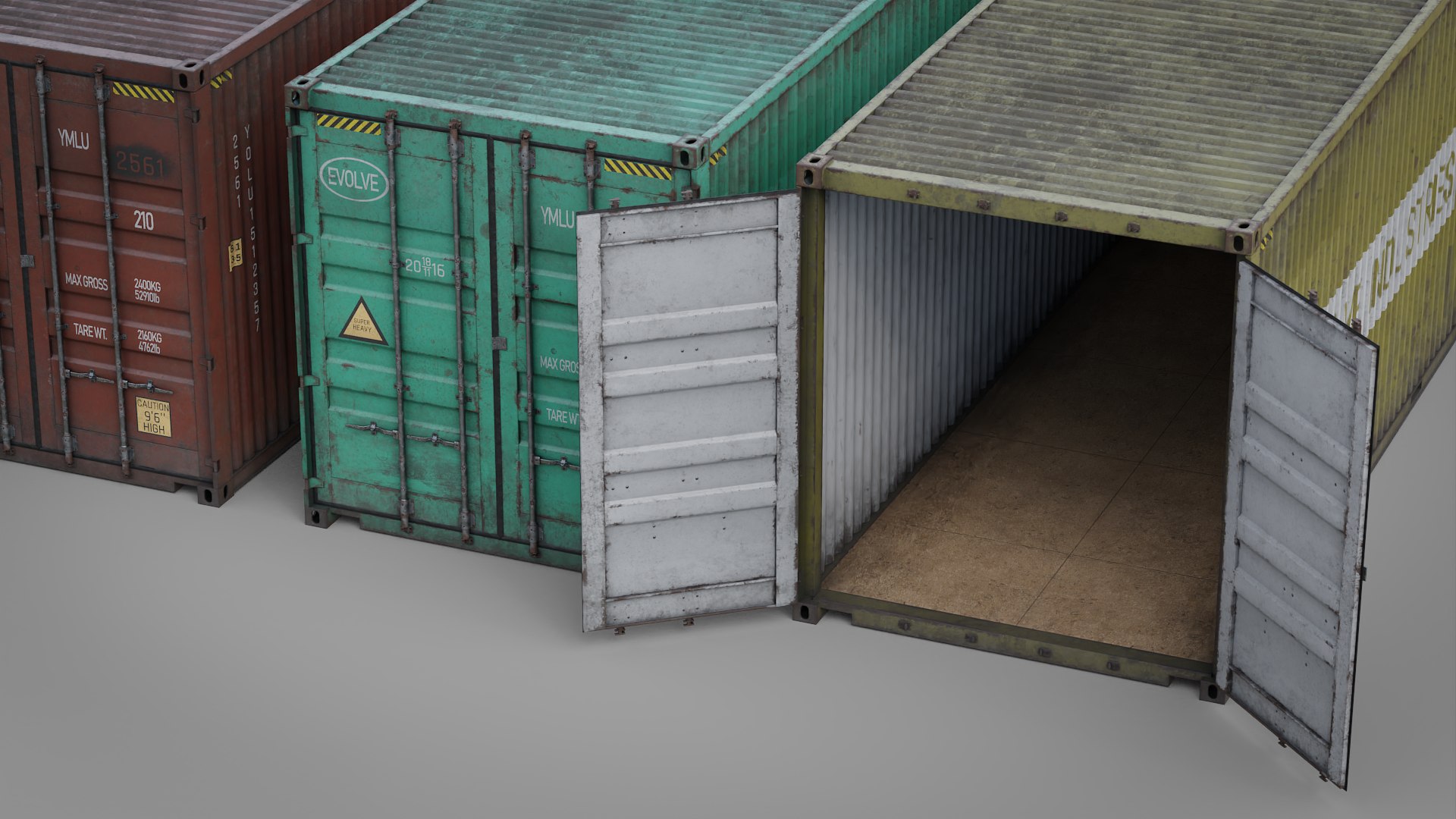 20ft Cargo Container Pack With Interior Realtime 3D - TurboSquid 2258859