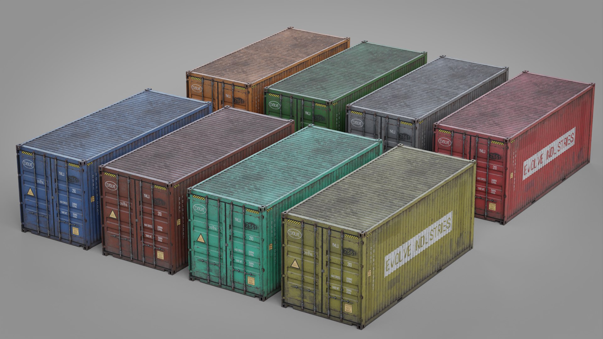 20ft Cargo Container Pack With Interior Realtime 3D - TurboSquid 2258859