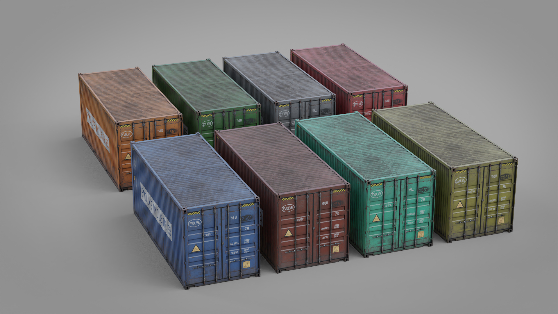 20ft Cargo Container Pack With Interior Realtime 3D - TurboSquid 2258859