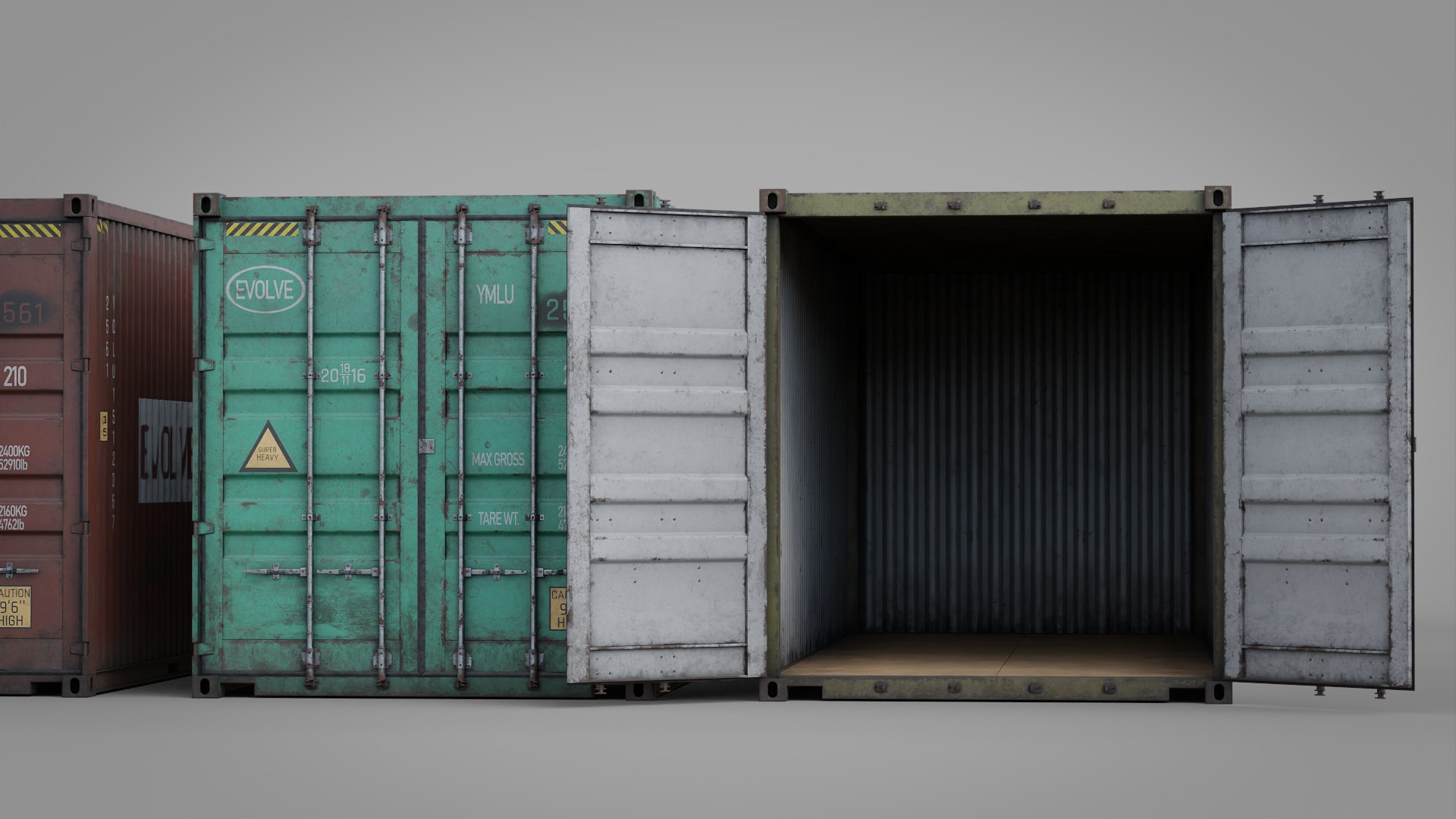 20ft Cargo Container Pack With Interior Realtime 3D - TurboSquid 2258859