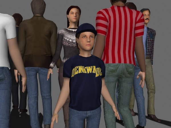 rigged people walk 3d model