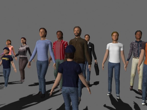 rigged people walk 3d model