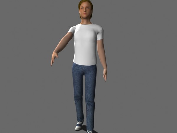 rigged people walk 3d model