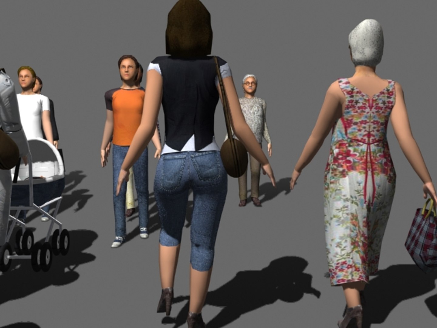 rigged people walk 3d model