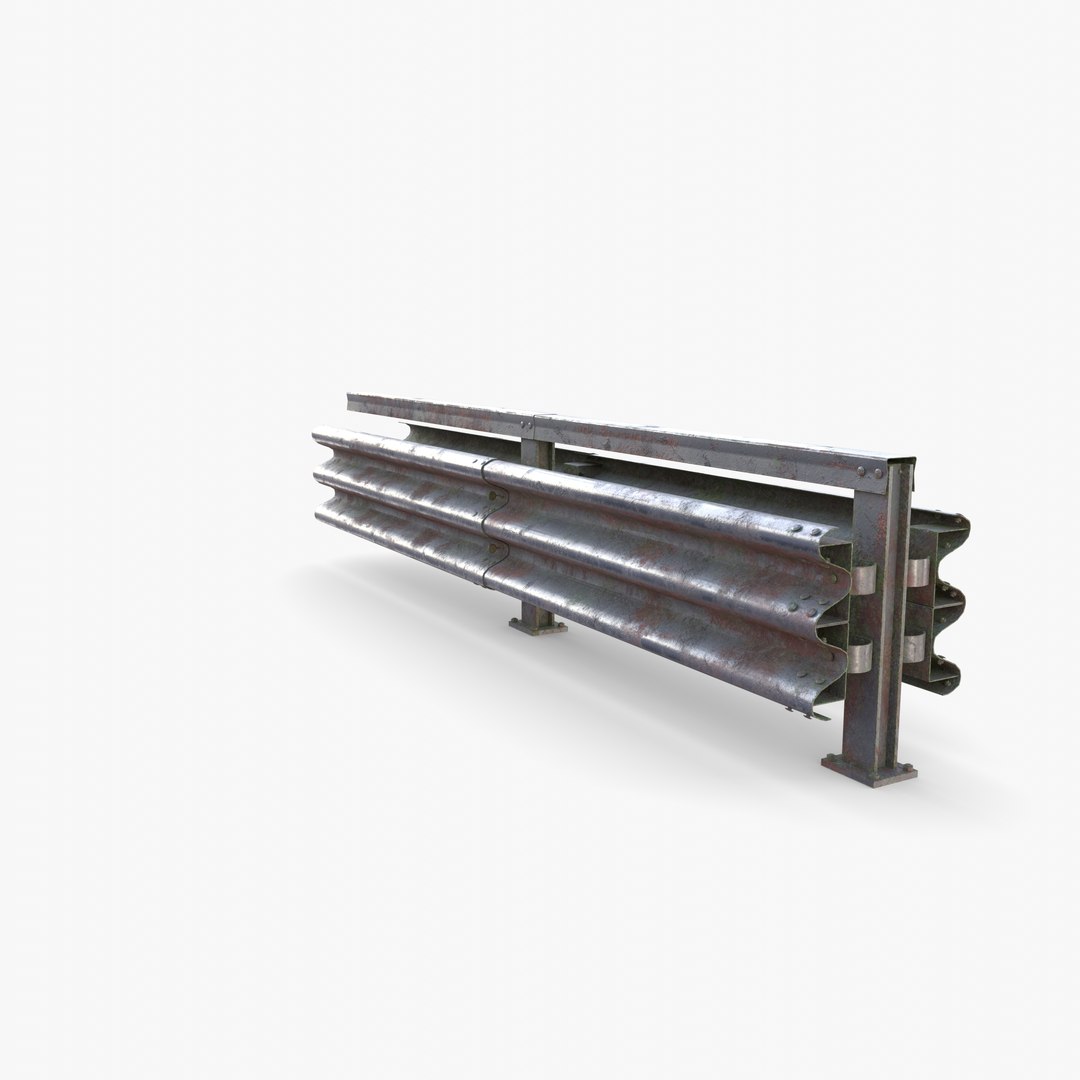 3D Tileable Double Sided Traffic Barrier Guardrail V1 Weathered ...