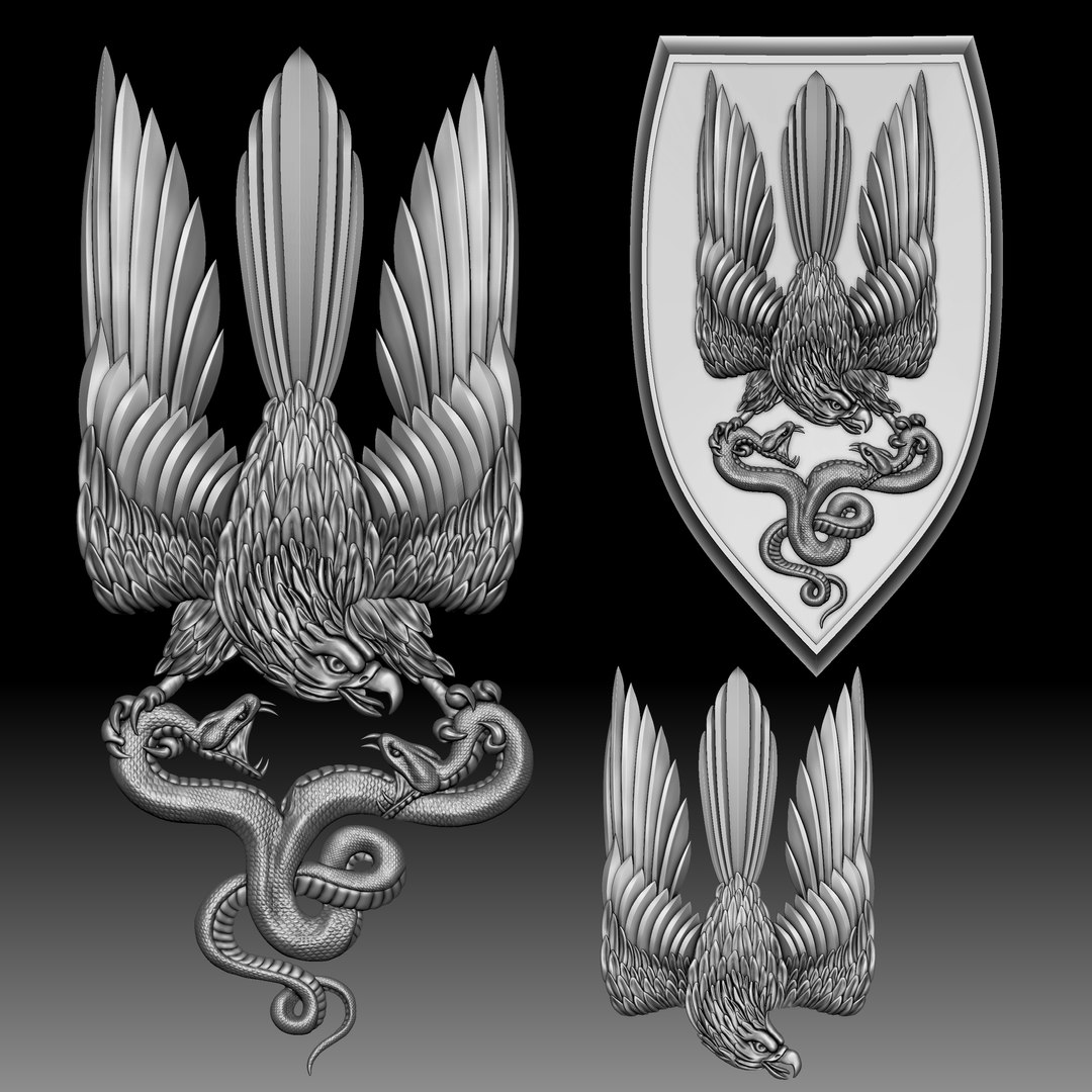 Falcon And Snake - Bas-relief For CNC Router Or 3D Printer 3D Model ...