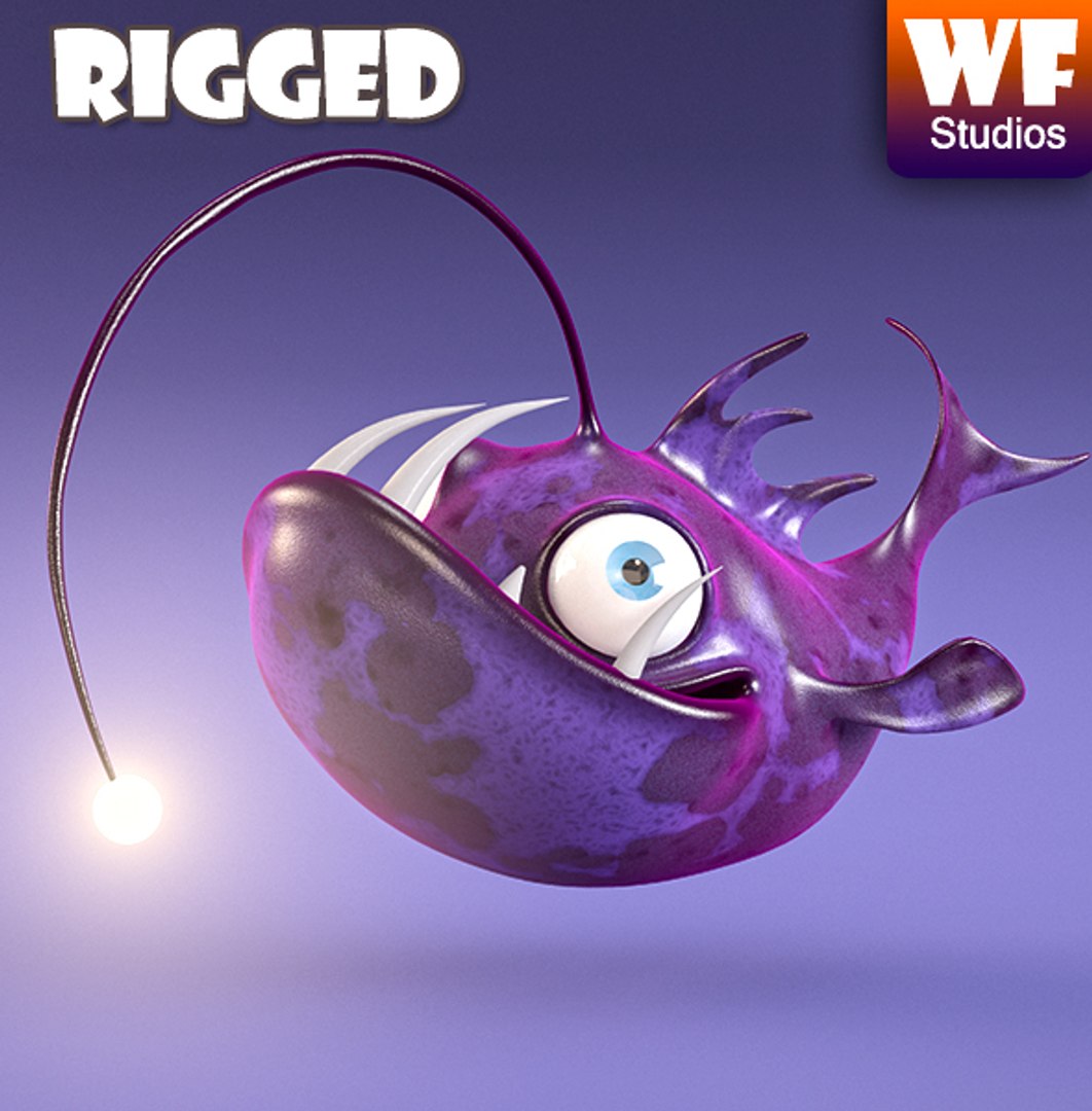 3d Model Rig Character Cartoon Anglerfish