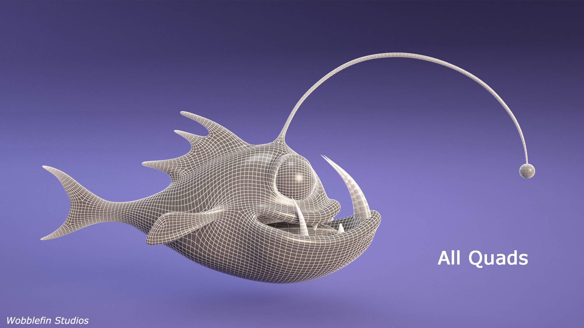 3d Model Rig Character Cartoon Anglerfish