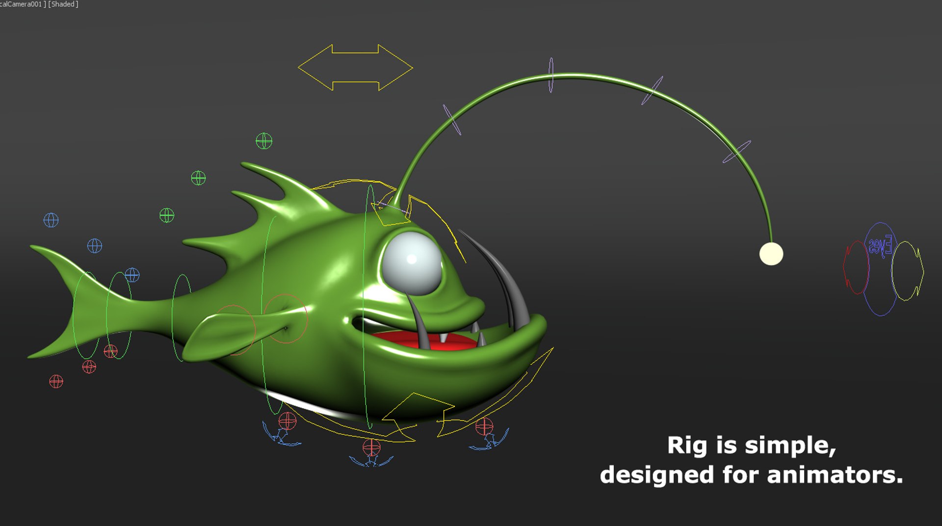 3d Model Rig Character Cartoon Anglerfish