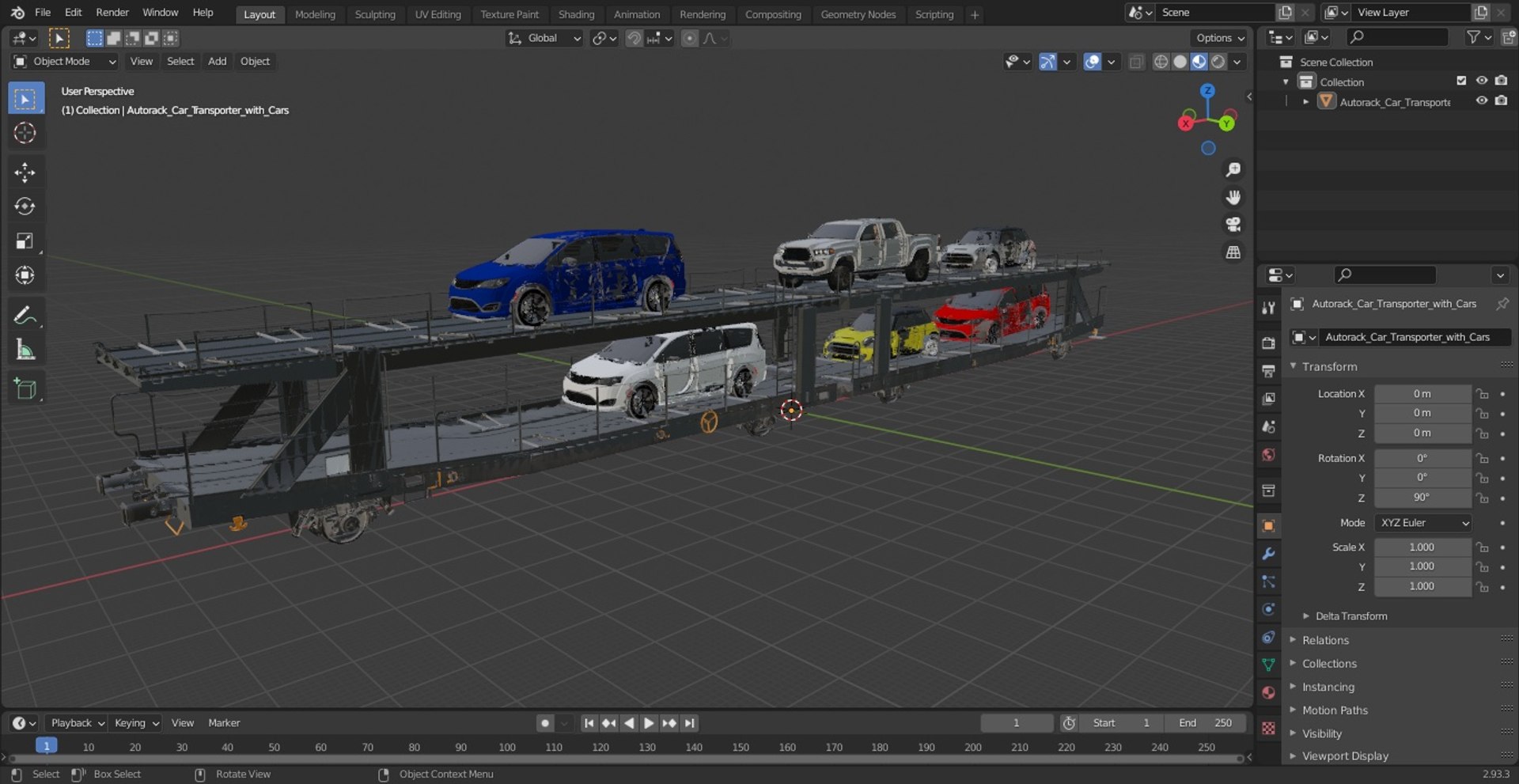 3D Autorack Car Transporter with Cars - TurboSquid 1788368
