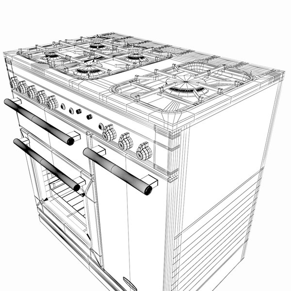 rangemaster hi-lite range cooker 3d model