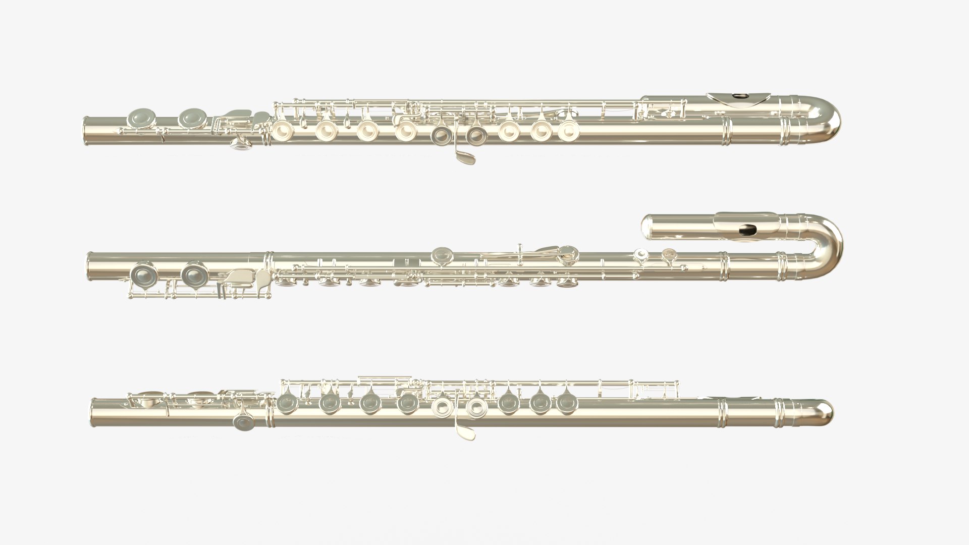 3D Curved Concert Flute Silver - TurboSquid 2258644