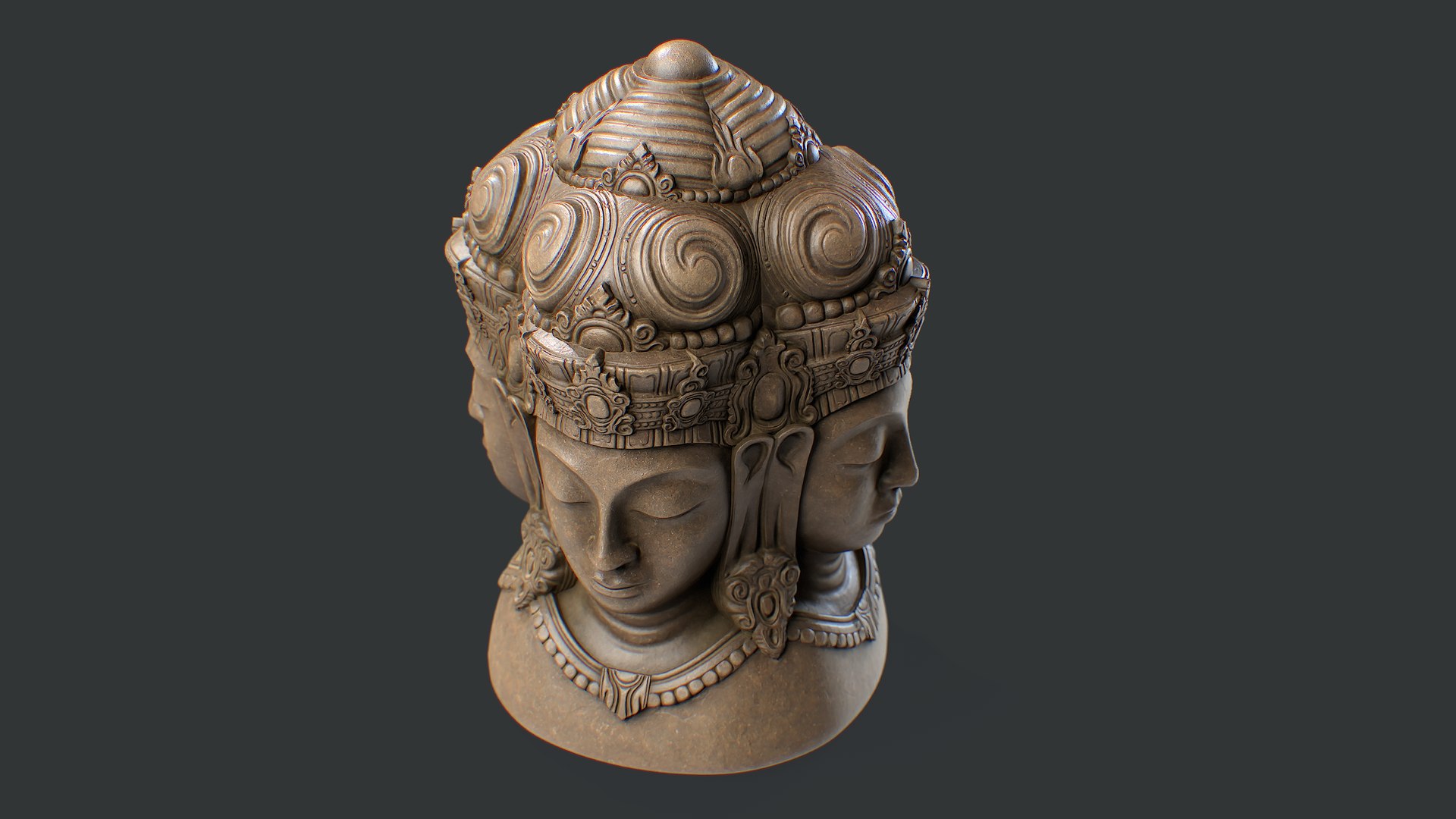 Four Faced Brahma Bust 3D Model - TurboSquid 2192285