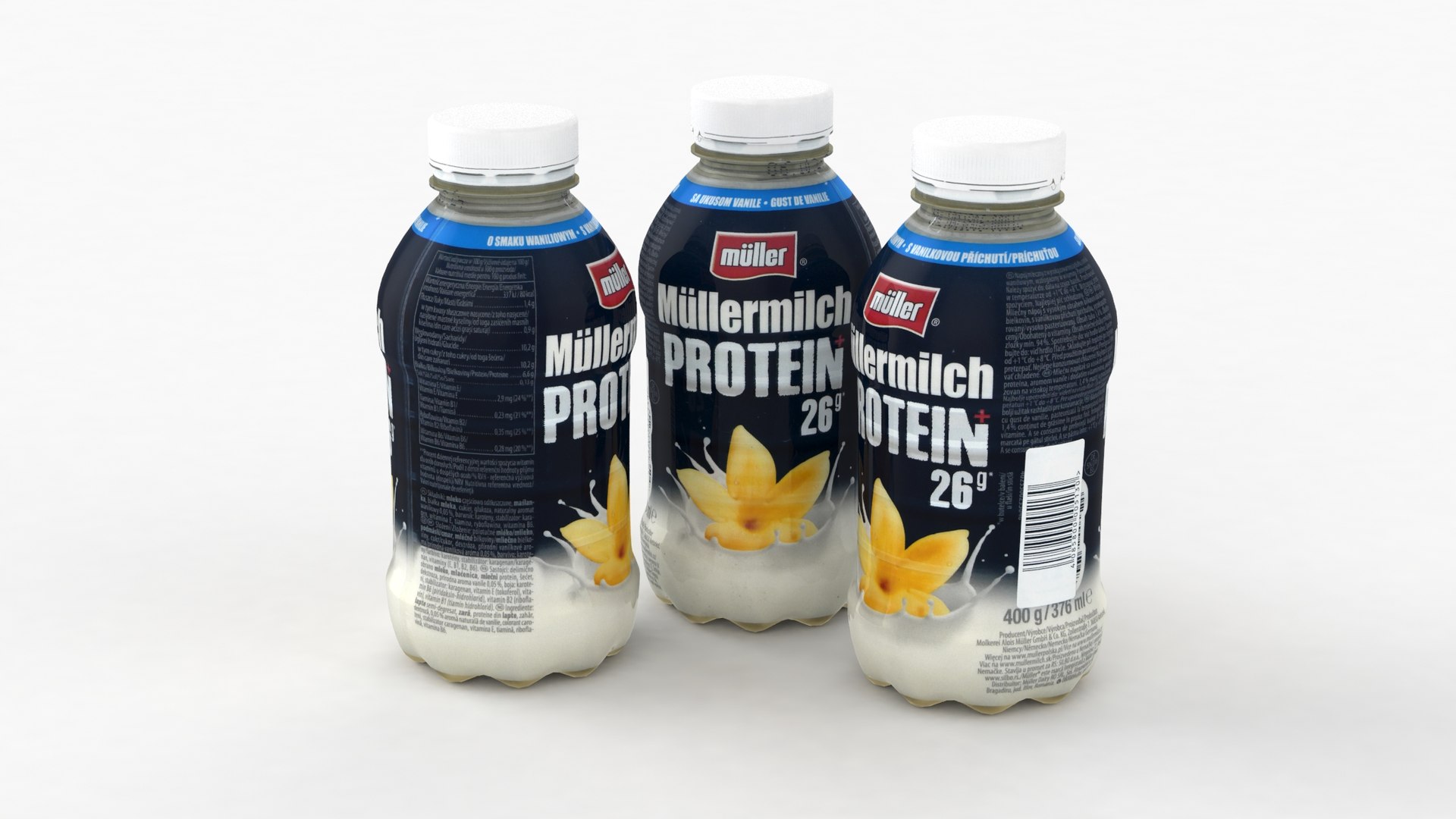 3D Model Dairy Bottle Mullermilch Protein Vanilla 330ml 2024 ...