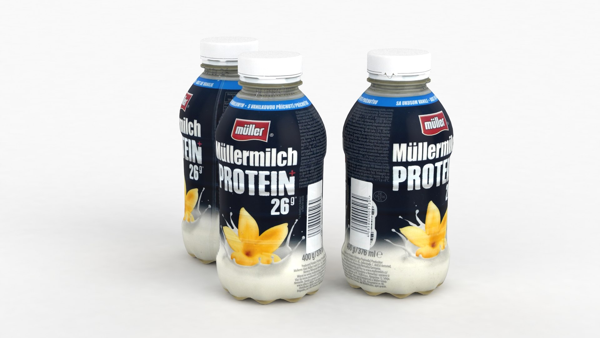 3D Model Dairy Bottle Mullermilch Protein Vanilla 330ml 2024 ...