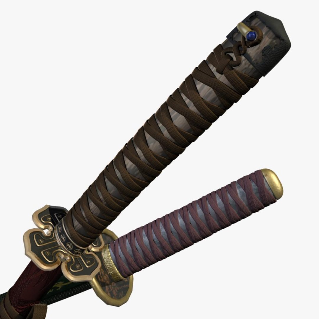 3d Model Dual Swords Sheathed
