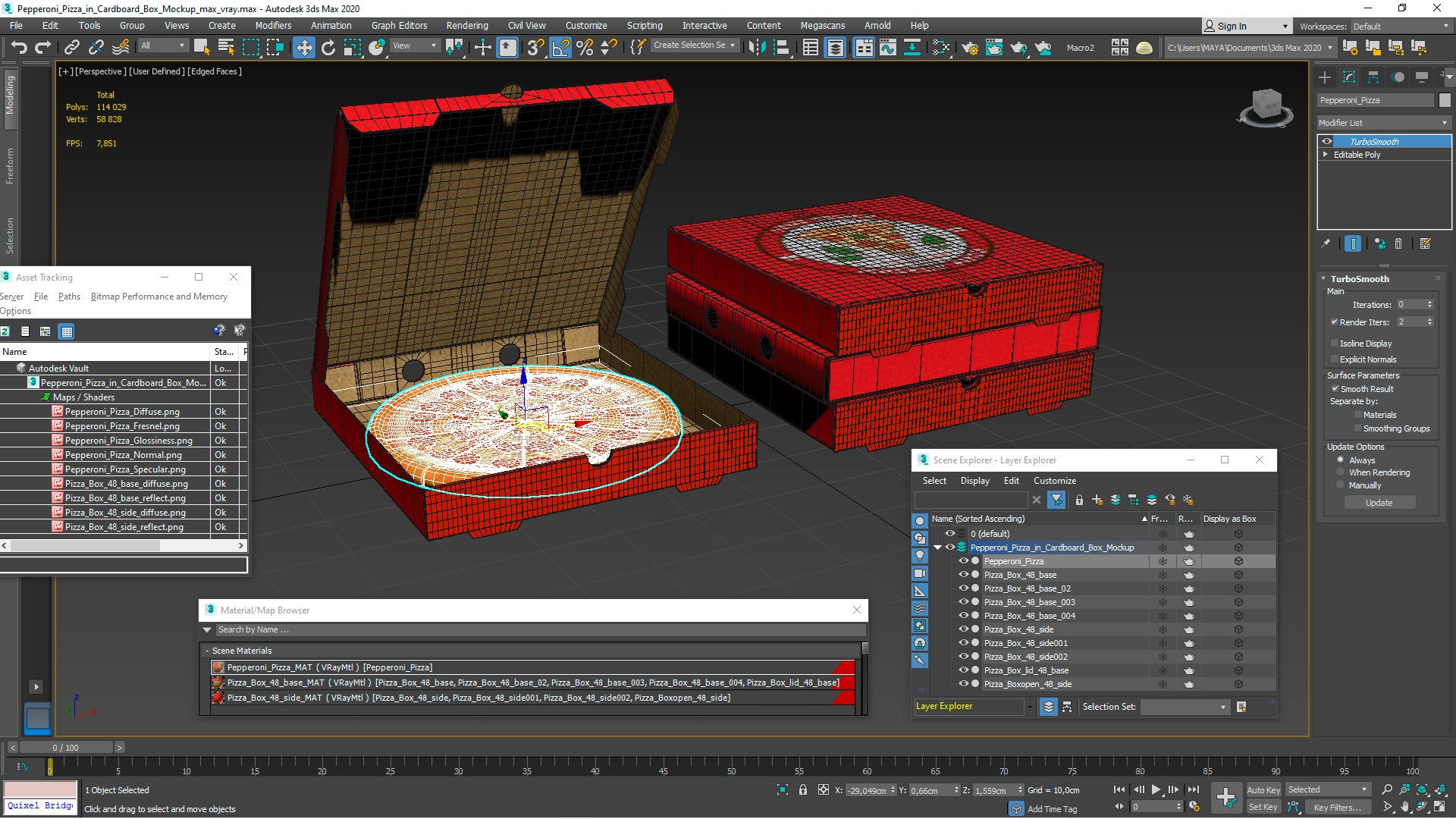 3D Pepperoni Pizza In Cardboard Box Mockup Model - TurboSquid 2295959