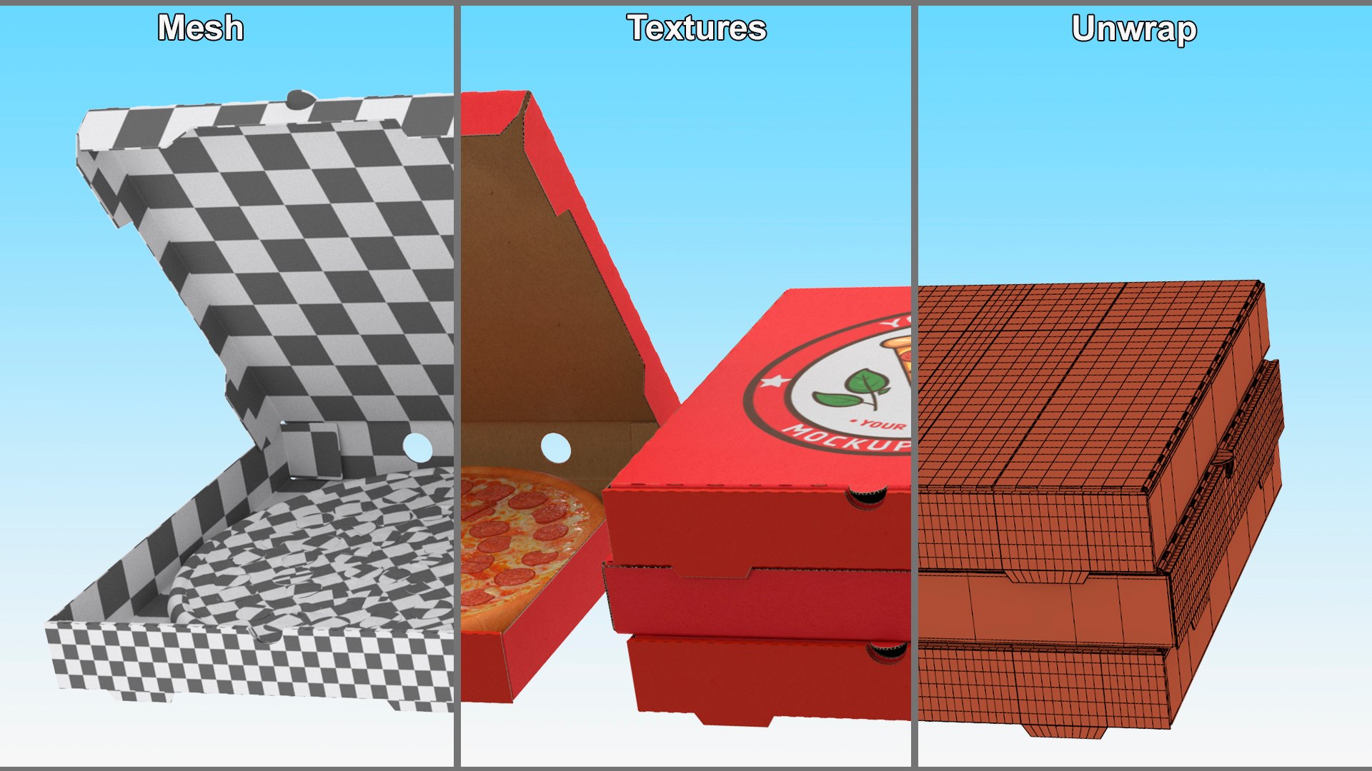 3D Pepperoni Pizza In Cardboard Box Mockup Model - TurboSquid 2295959