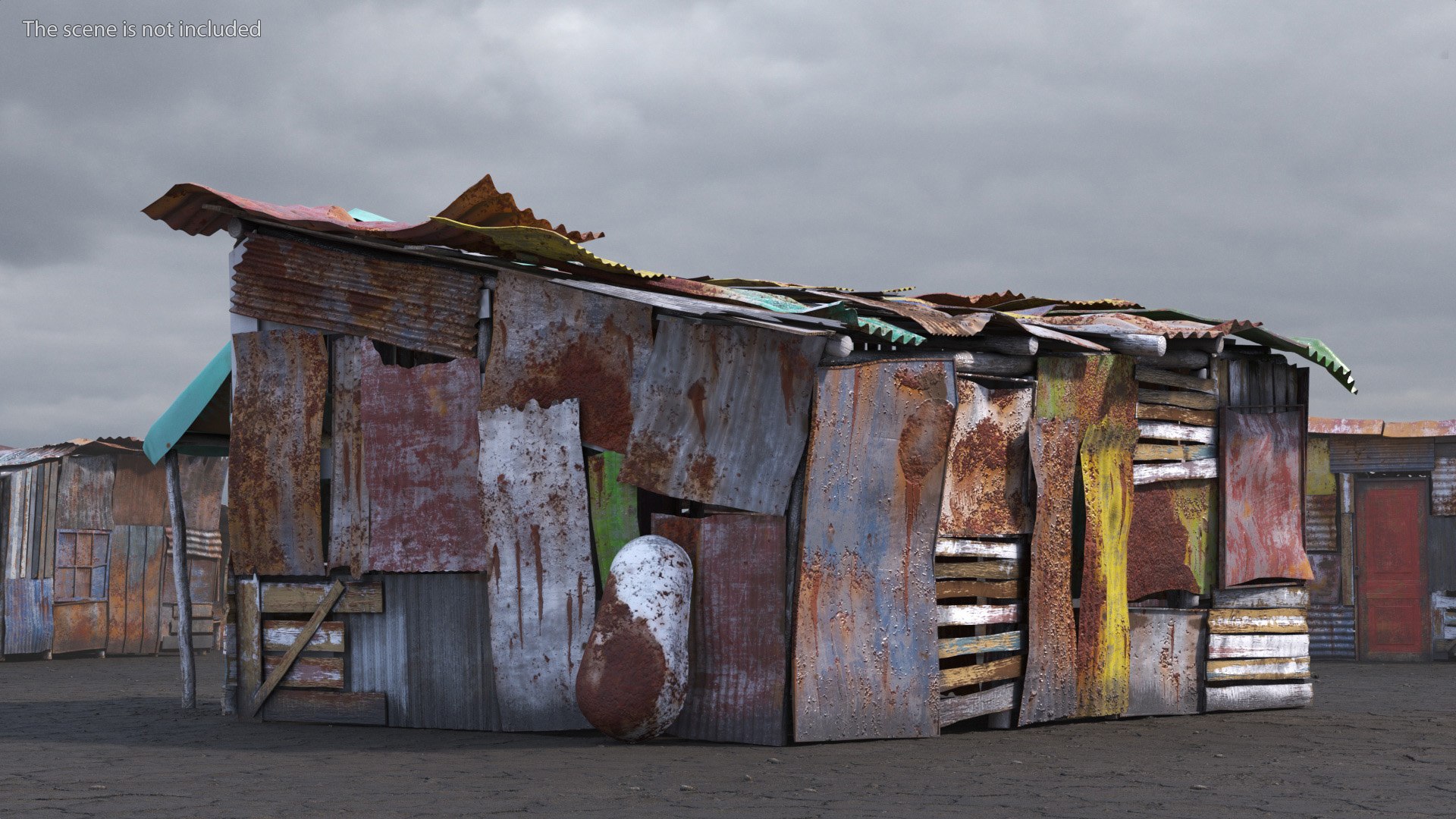 Small Rusty Shack With Awning And Sleeping Homeless Man 3D Model ...