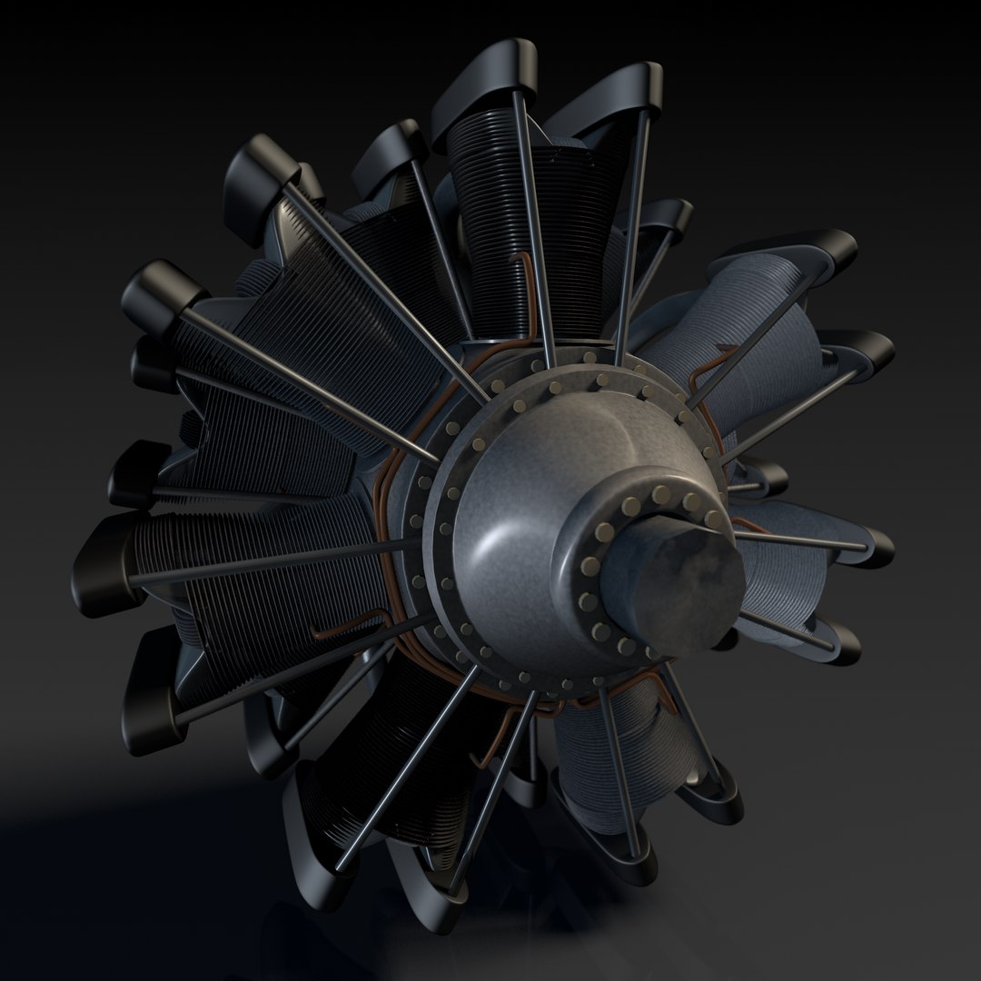 3d Model Fiat 74 Radial Engine