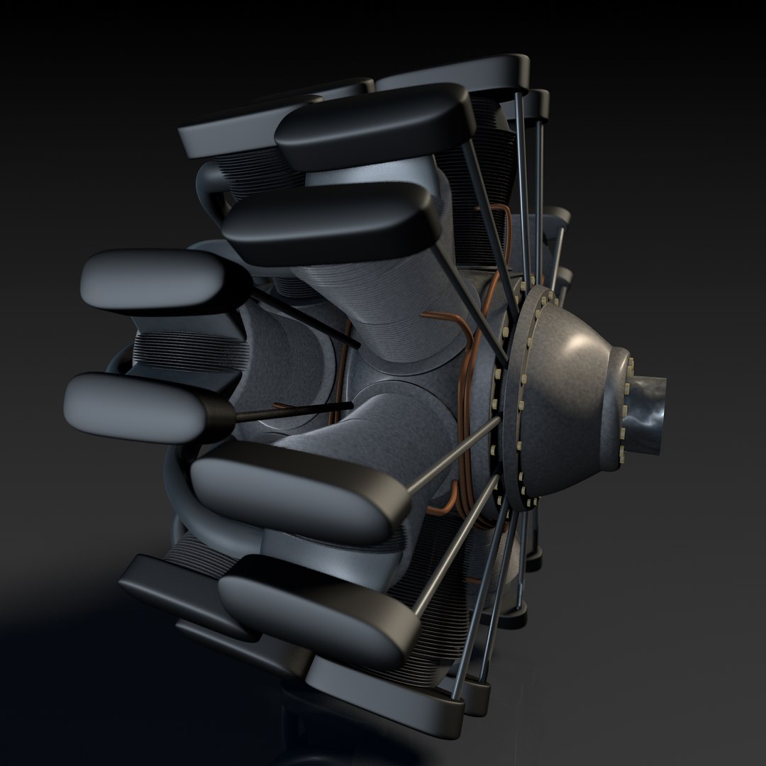 3d Model Fiat 74 Radial Engine