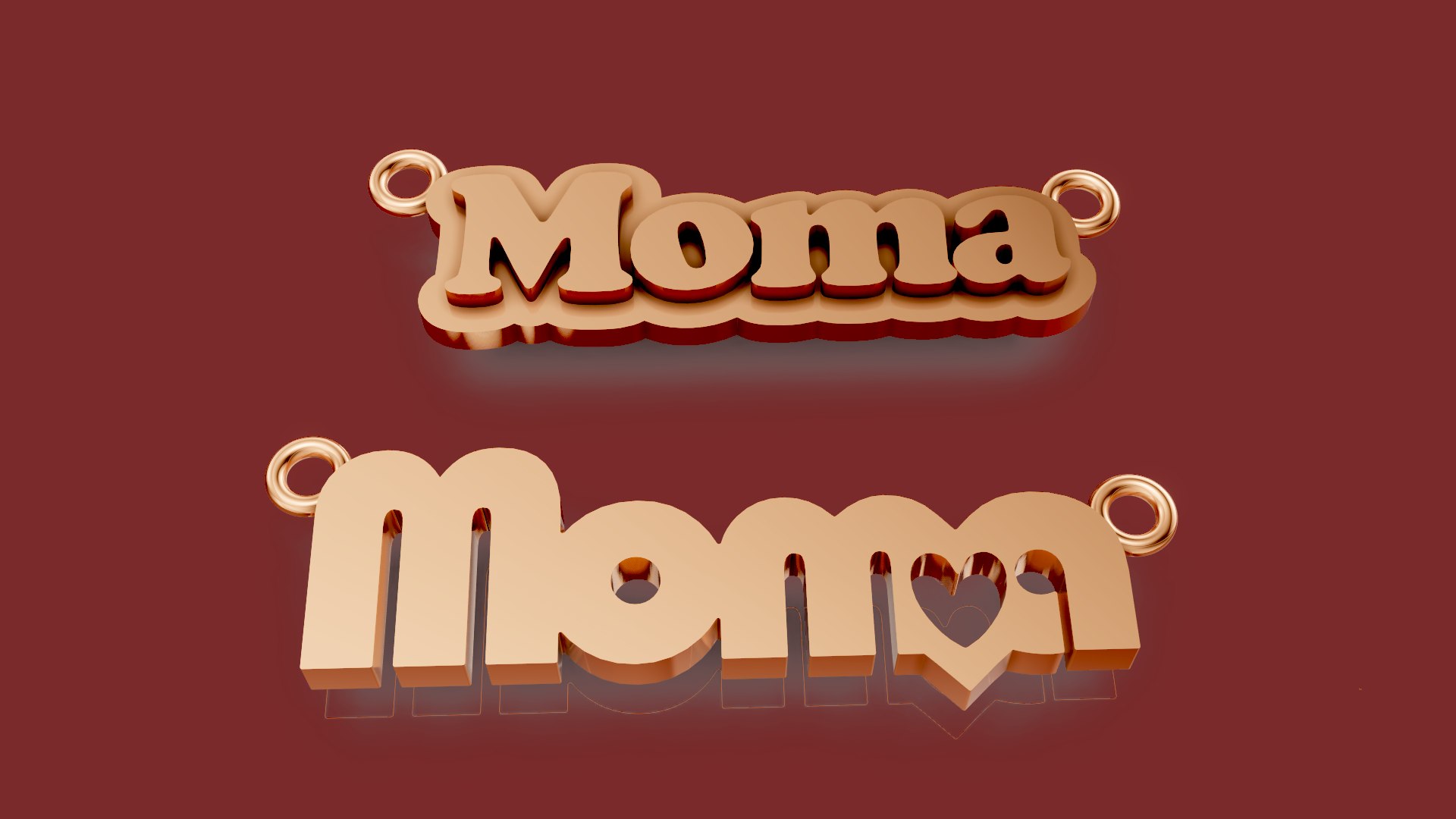 3D Moma Heart Pendant Name - TurboSquid 2398022