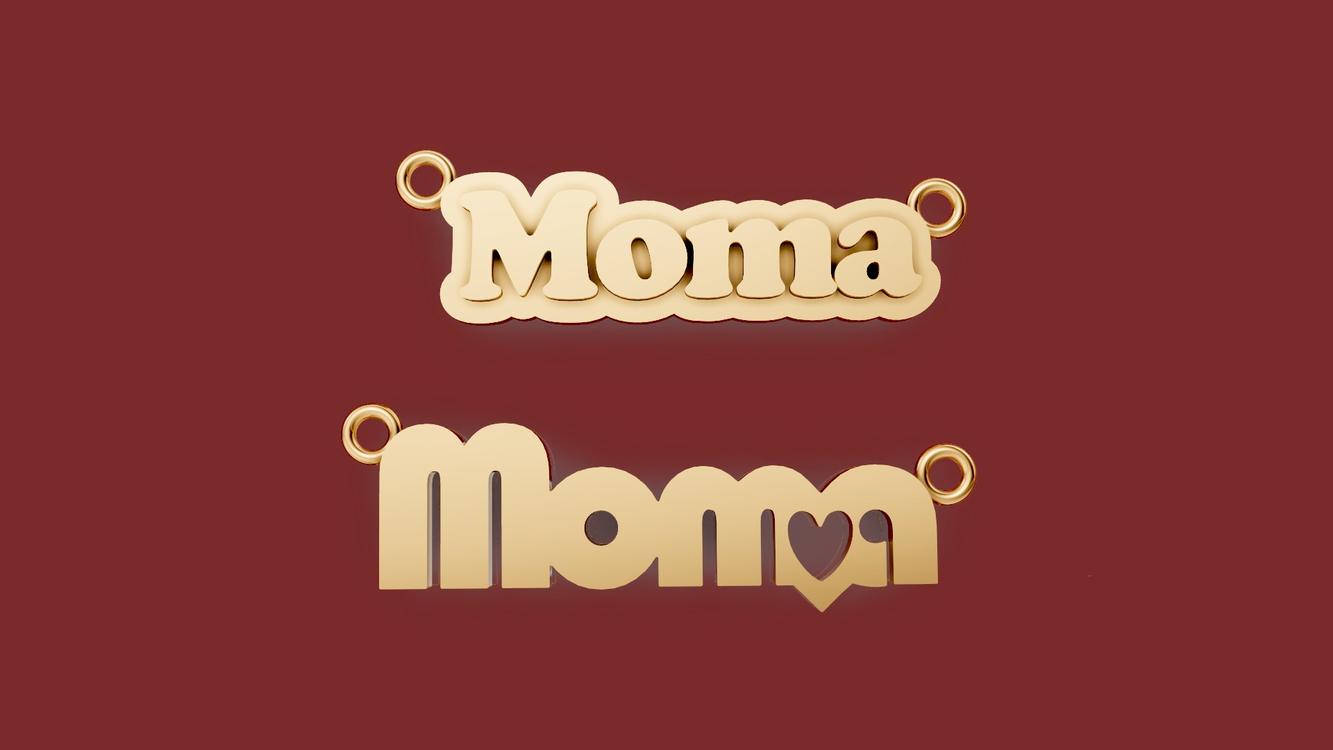 3D Moma Heart Pendant Name - TurboSquid 2398022