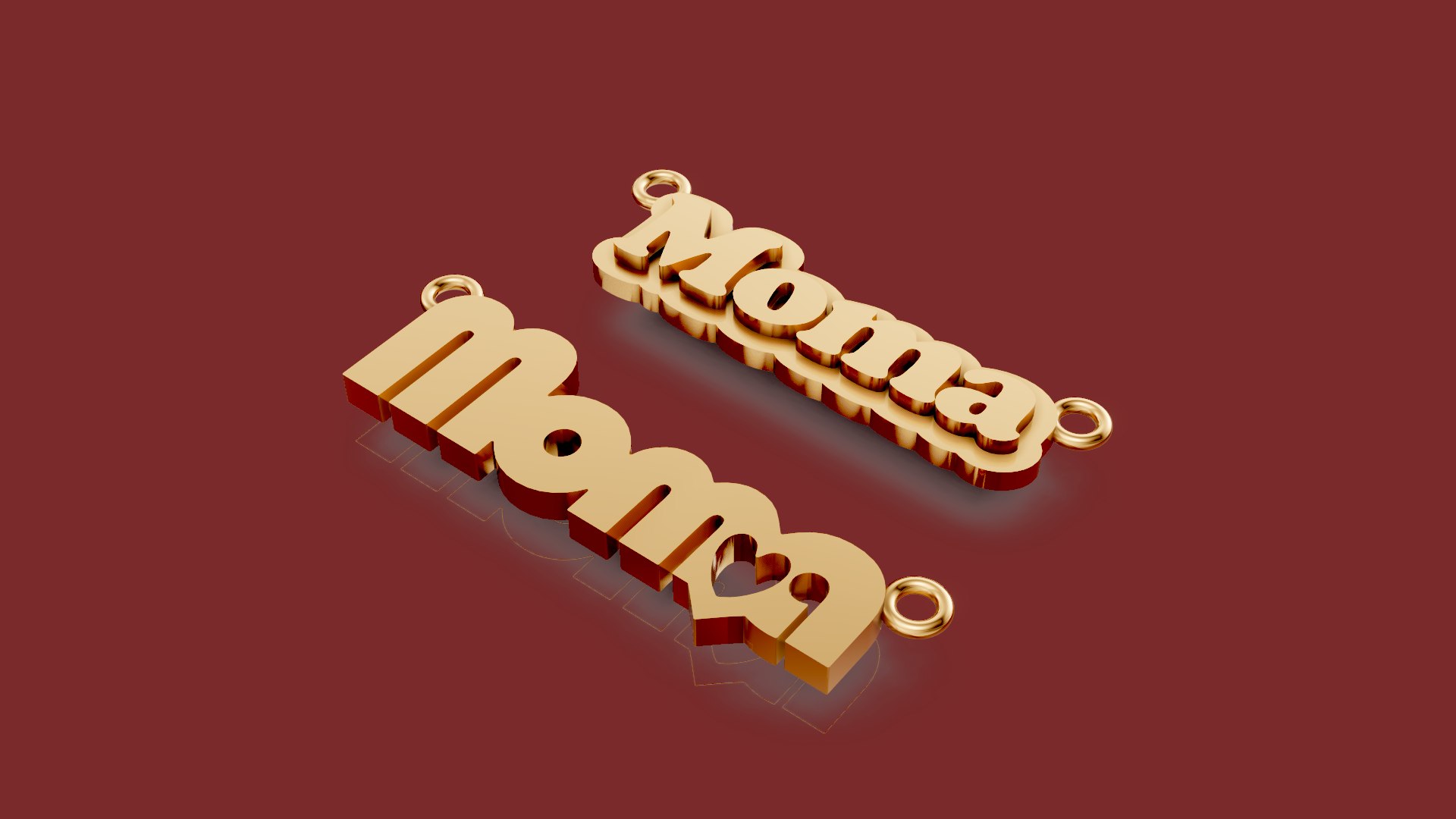 3D Moma Heart Pendant Name - TurboSquid 2398022
