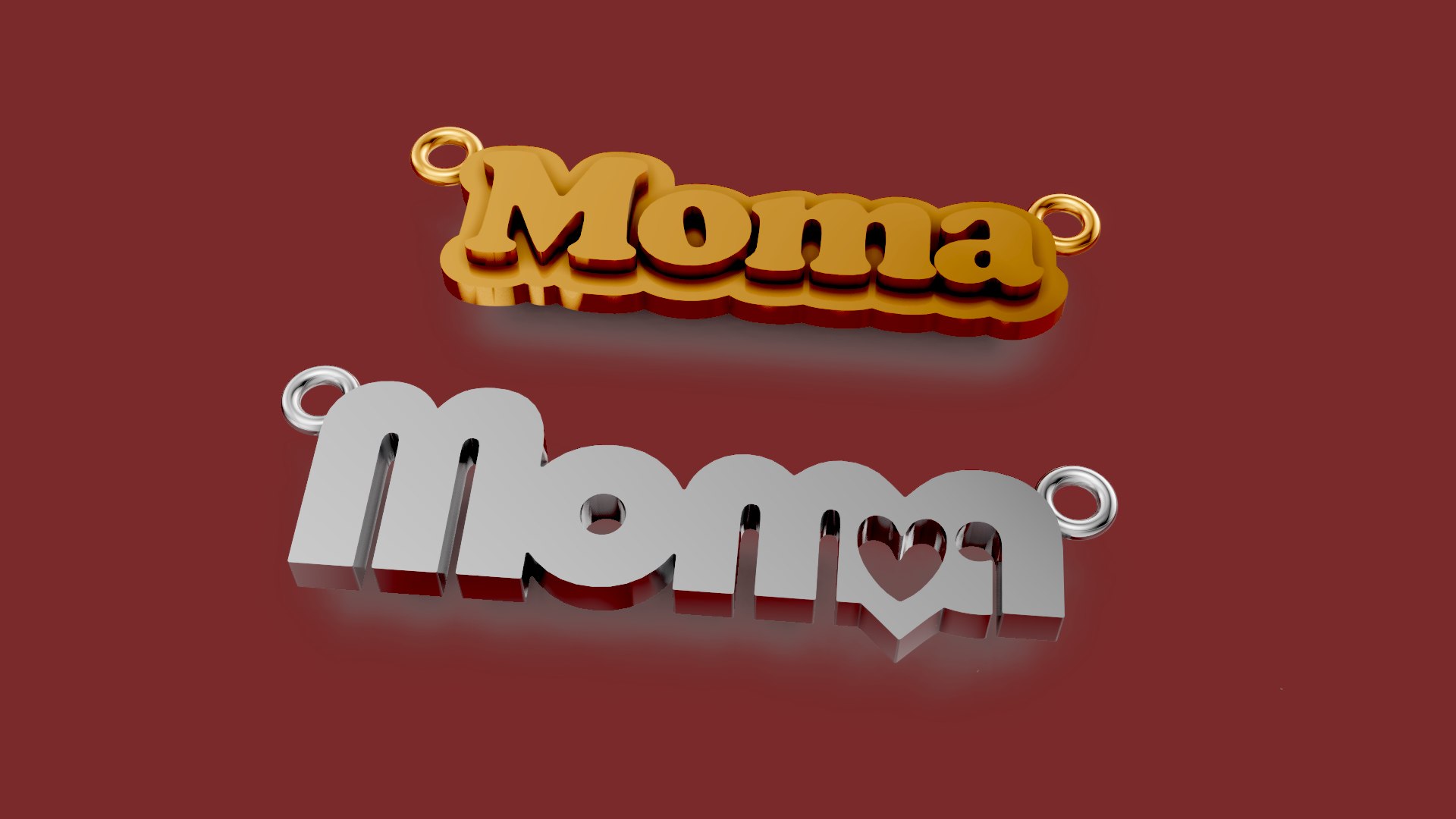 3D Moma Heart Pendant Name - TurboSquid 2398022