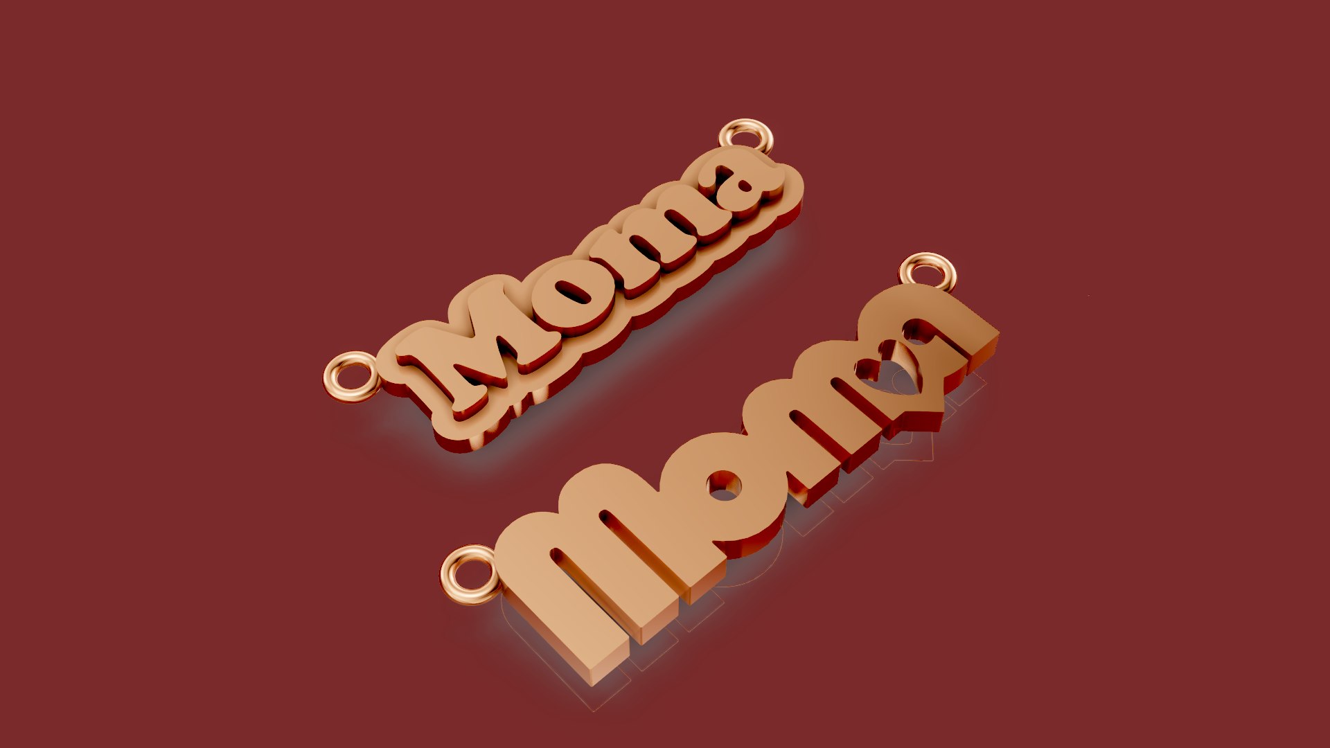 3D Moma Heart Pendant Name - TurboSquid 2398022