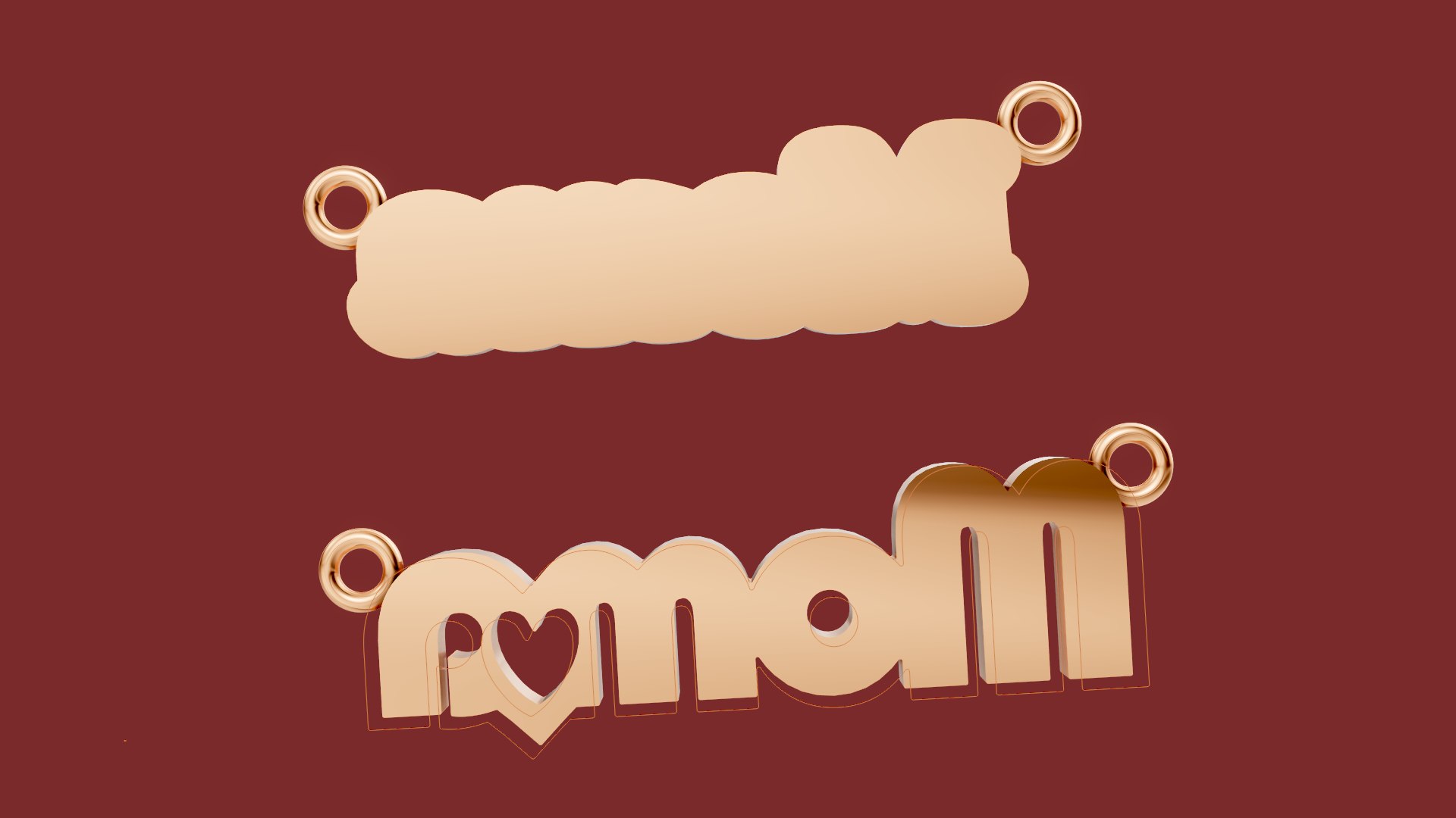 3D Moma Heart Pendant Name - TurboSquid 2398022