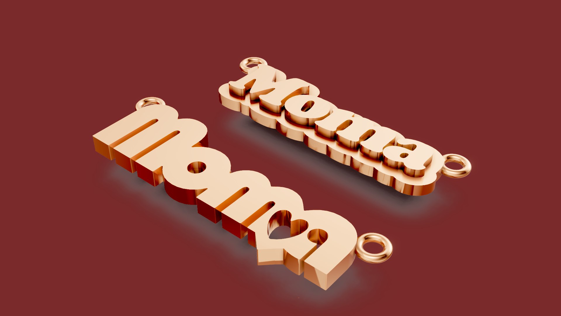 3D Moma Heart Pendant Name - TurboSquid 2398022